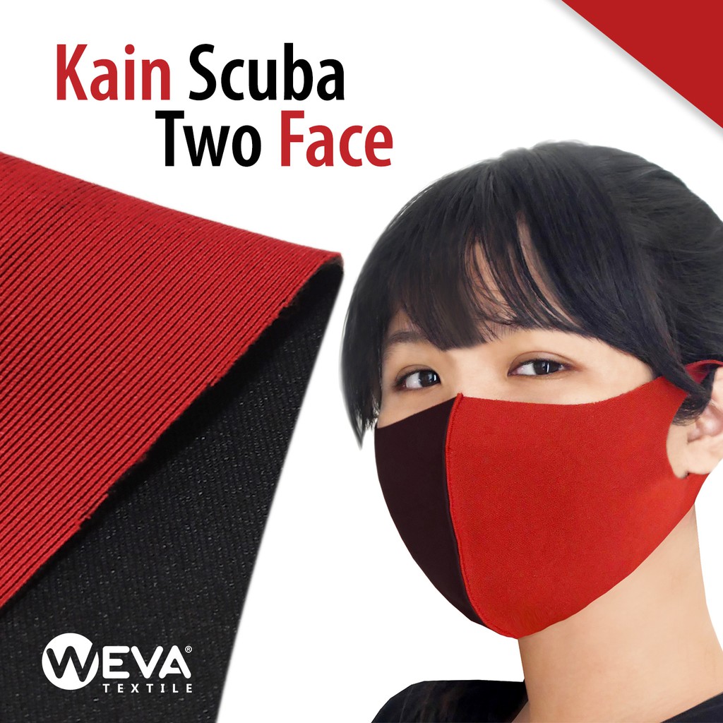 Jual Bahan Kain Scuba Two Face Bahan Masker Non Medis Terbaik Hitam ...