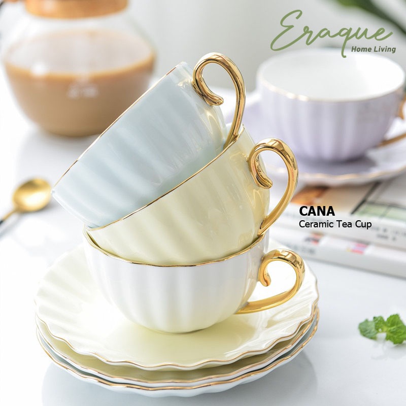 Jual Cana Tea Cup / Gelas Cangkir Mug Teh Kopi Keramik Emas Cantik ...