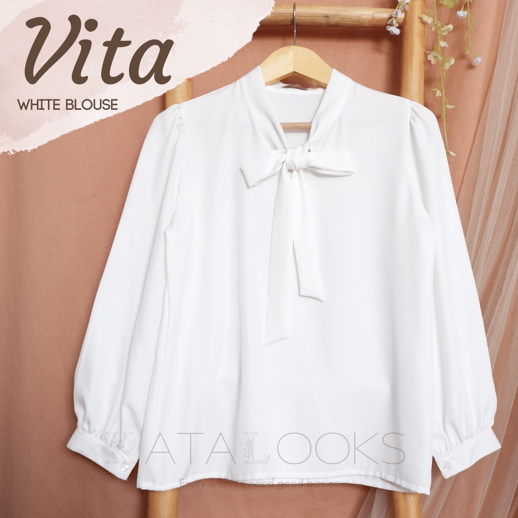 Jual Vita Blouse Putih / Kemeja putih / Kemeja putih vintage / Kemeja ...