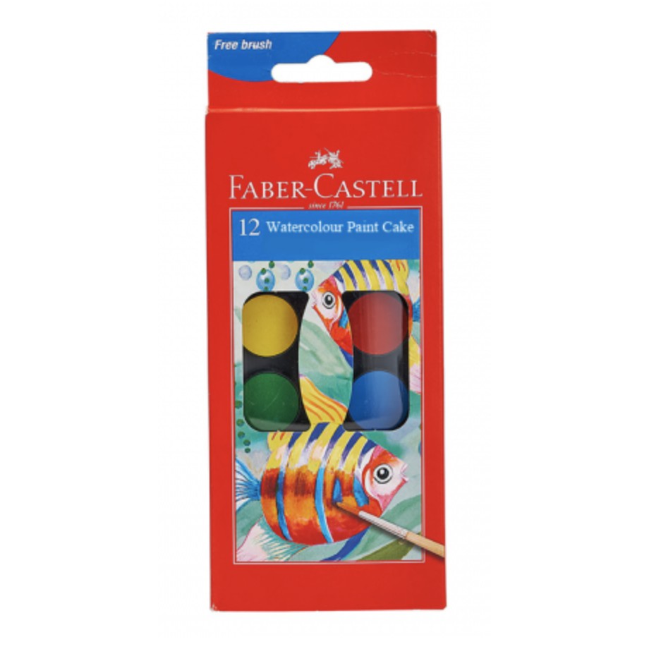 Jual CAT AIR SET 12 FABER CASTELL CAKE PADAT PALET WATERCOLOR PAINT ...