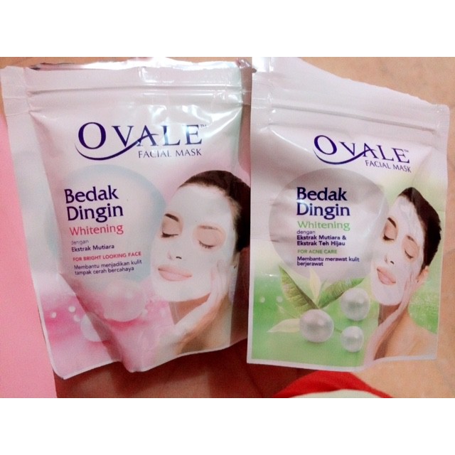 Jual Ovale Facial Mask Bedak Dingin Whitening Ekstrak Mutiara 100 ...