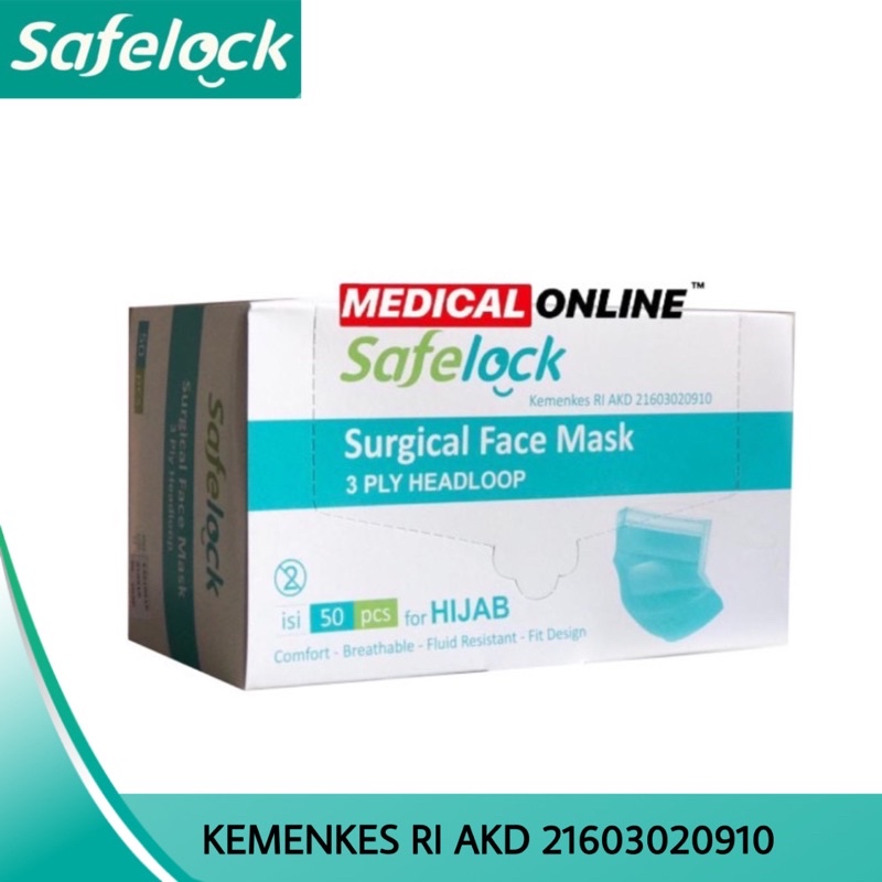 Jual MASKER SAFELOCK 3PLY SURGICAL MASK MASKER MEDICAL ONLINE ...