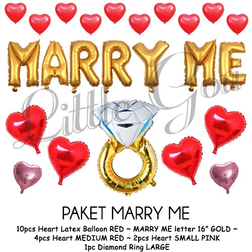 Jual Paket Balon Marry Me (Package Balloon Foil Propose) | Shopee Indonesia