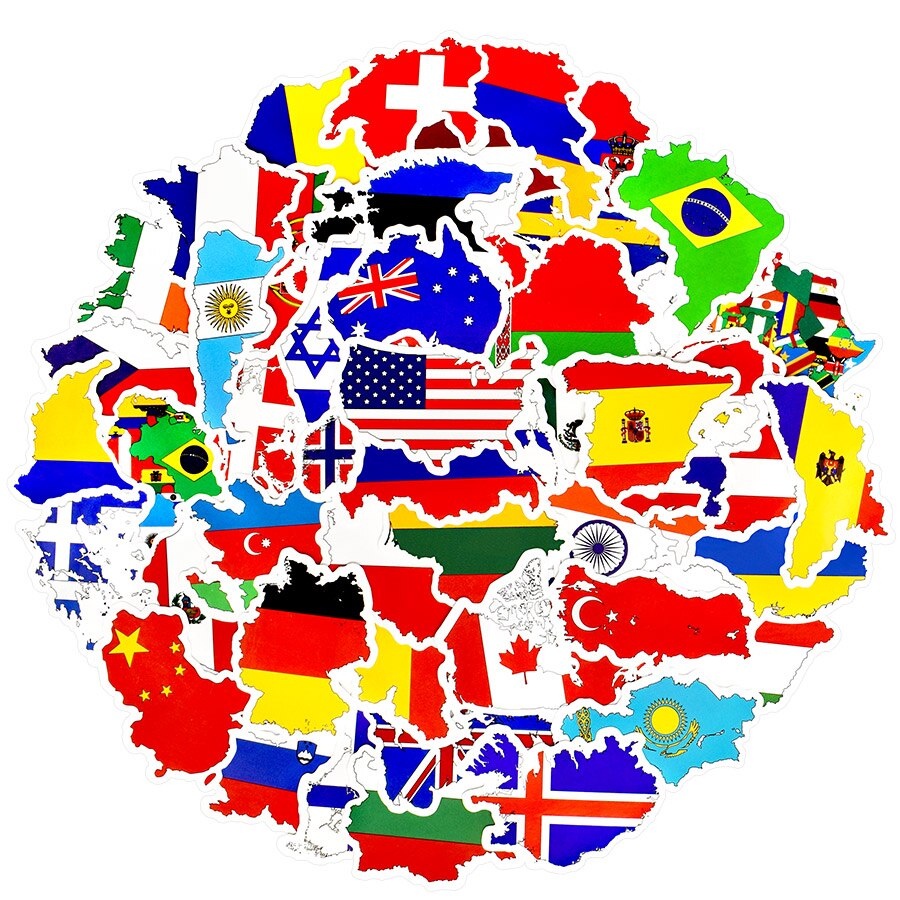 Jual National Flags Sticker Pack (50pcs) | Shopee Indonesia