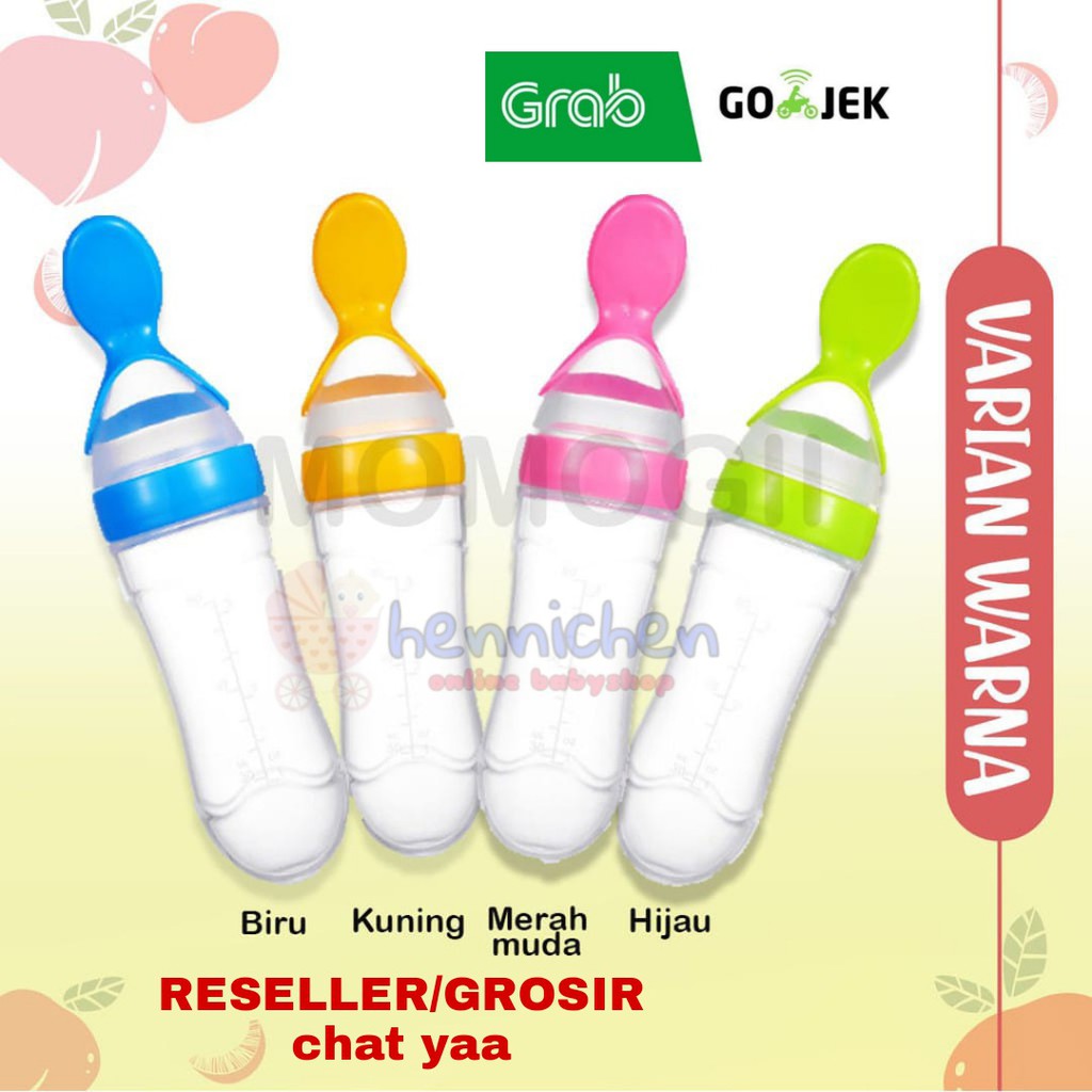 Jual Botol Sendok Makan MPASI Bayi Silicone 90 ml | Shopee Indonesia
