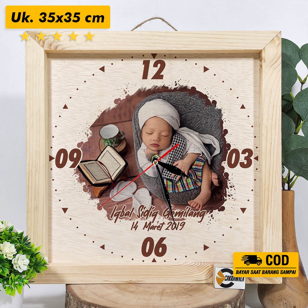 Jual Cakrawalawoodpainting - Hadiah jam dinding kayu unik costum foto ...