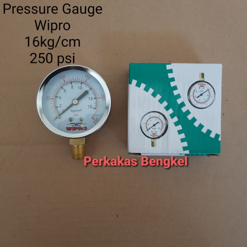 Jual Pressure Gauge wipro 16kg 250 psi drat 1/4 | Shopee Indonesia