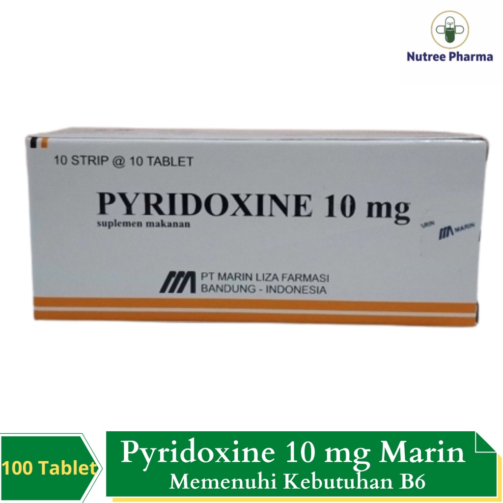 Jual Pyridoxine B6 10 mg Marin Isi 100 tab / Vitamin B6 Pyridoxine 10 mg - Untuk Memenuhi Vit B6 ...