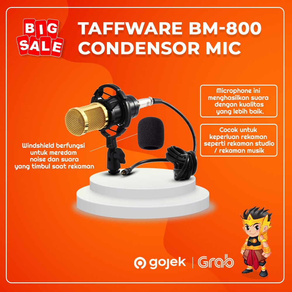 Jual Taffware Mic Condenser BM800 Recording Microphone Kondenser Studio ...