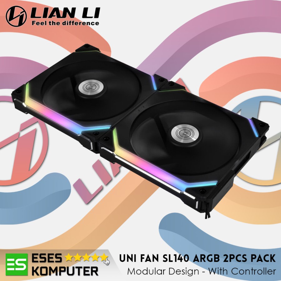 Jual Fan LIAN LI UNI FAN SL140 BLACK - 2PCS 140MM PWM ARGB FAN ...