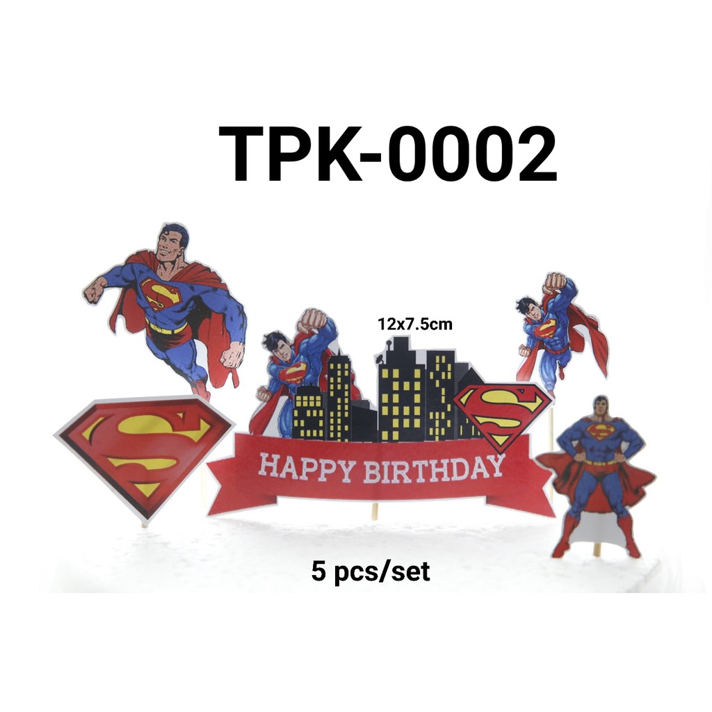 Jual TPK-0002 Cake topper kertas tusuk hiasan kue superman yamama ...