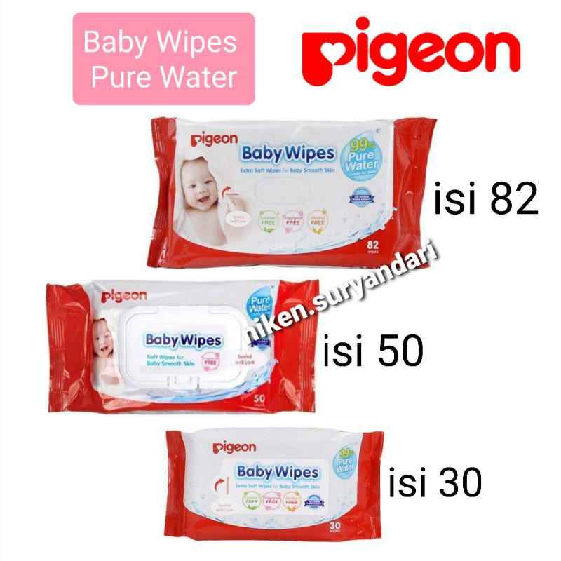 Jual Exp Date Agt 2025 Pigeon Pure Water Baby Wipes isi 10 / 30 /50 ...