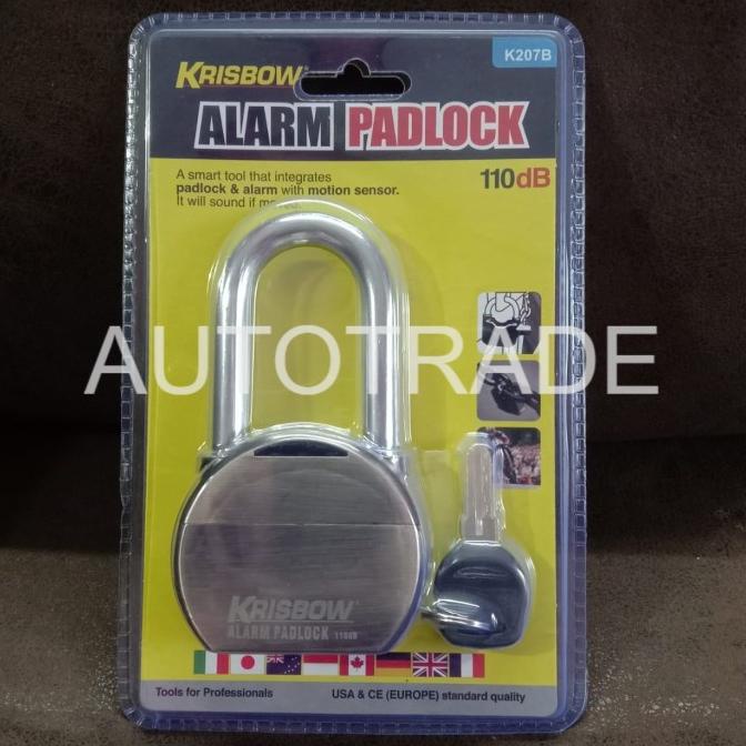 Jual GEMBOK ALARM HEAVY DUTY KRISBOW K207B / ALARM PADLOCK / ANTI ...
