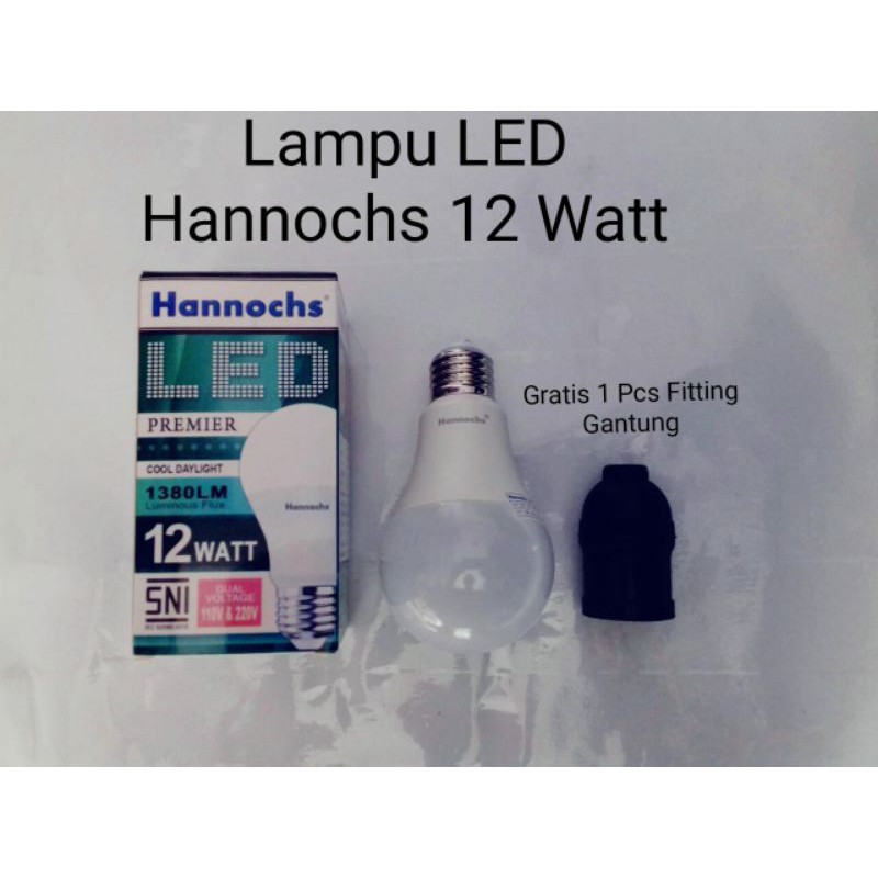 Jual Lampu Bohlam LED Merk Hannochs Hannoc Hanok Hemat Energi 12 W 12 ...