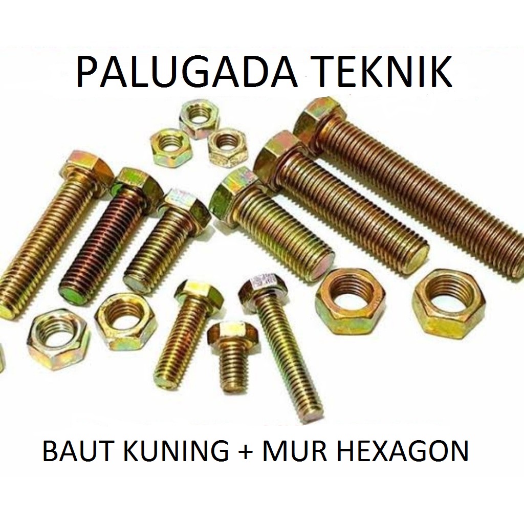 Jual 10 PCS Baut Mur Rak Siku Lubang Besi M6X45mm Kuning Kunci 10 ...