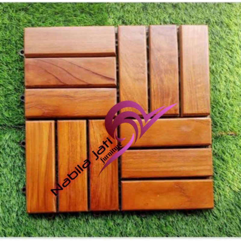 Jual decking tile/lantai kayu jati bongkar pasang/ ukuran 30x30 cm ...