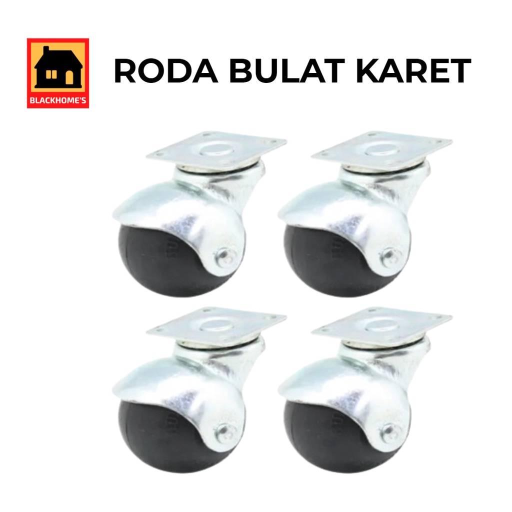 Jual RODA BULAT KARET 2 INCH HITAM set (1set 4pcs) | Shopee Indonesia