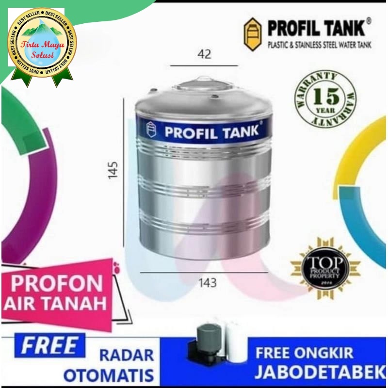 Jual Tangki air 2500 liter toren air stainles Profil Tank PS2500 PROFON ...
