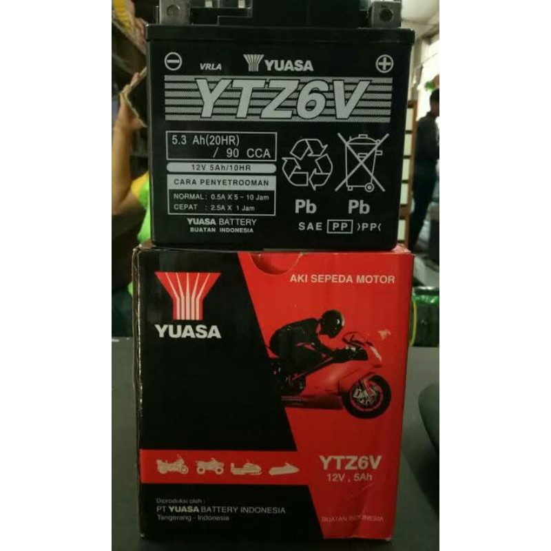 Jual aki yuasa YTZ6V original pnp satria fu vario 125 150 cb cbr 150 klx 150 crf 150 aerox new ...