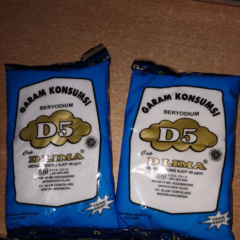 Jual Garam masak/ Garam meja/ Garam dapur/ Garam D5 dlima @200gr 1pc ...