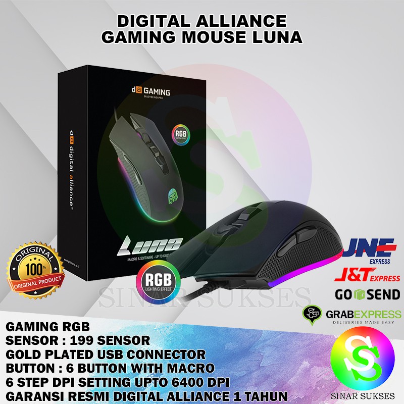 Jual GAMING MOUSE RGB DIGITAL ALLIANCE LUNA MURAH | Shopee Indonesia