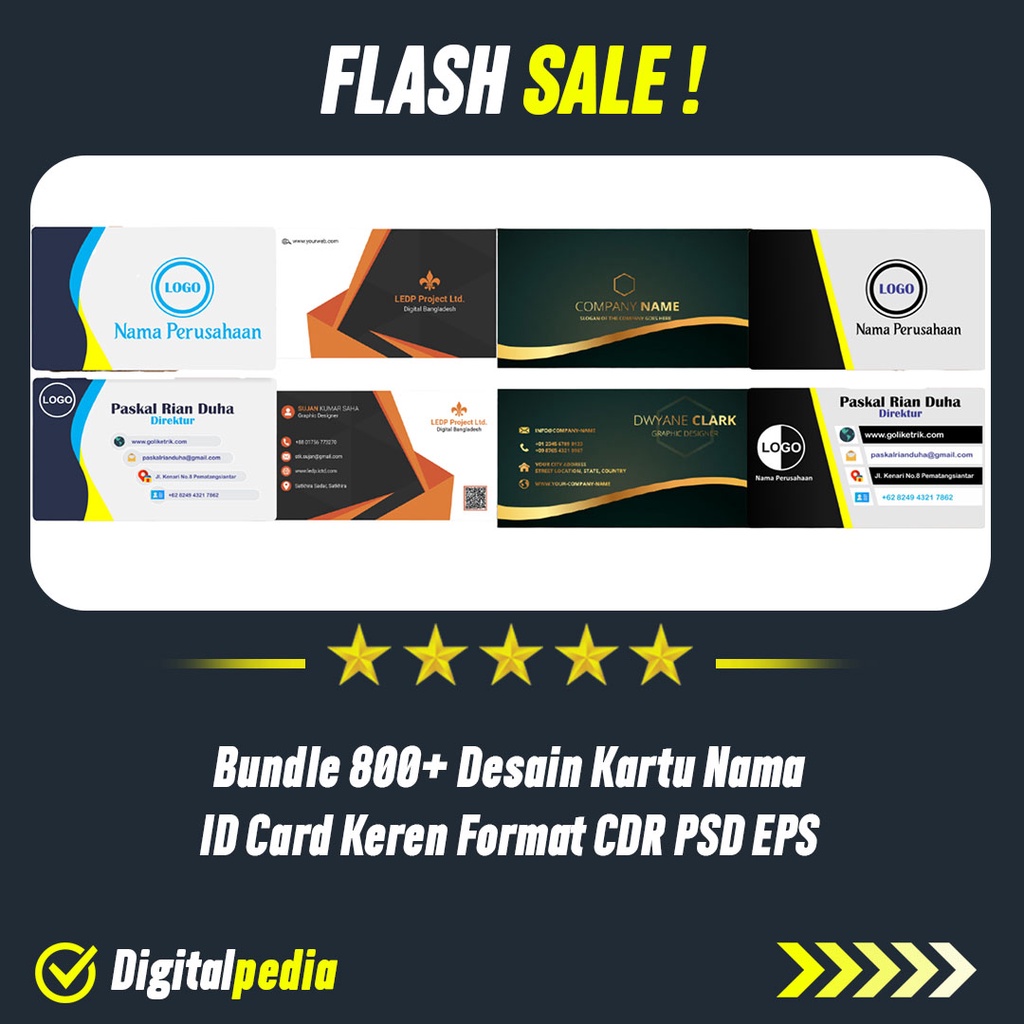 Jual Bundle 800 Template Desain Kartu Nama ID Card Keren Format CDR PSD ...