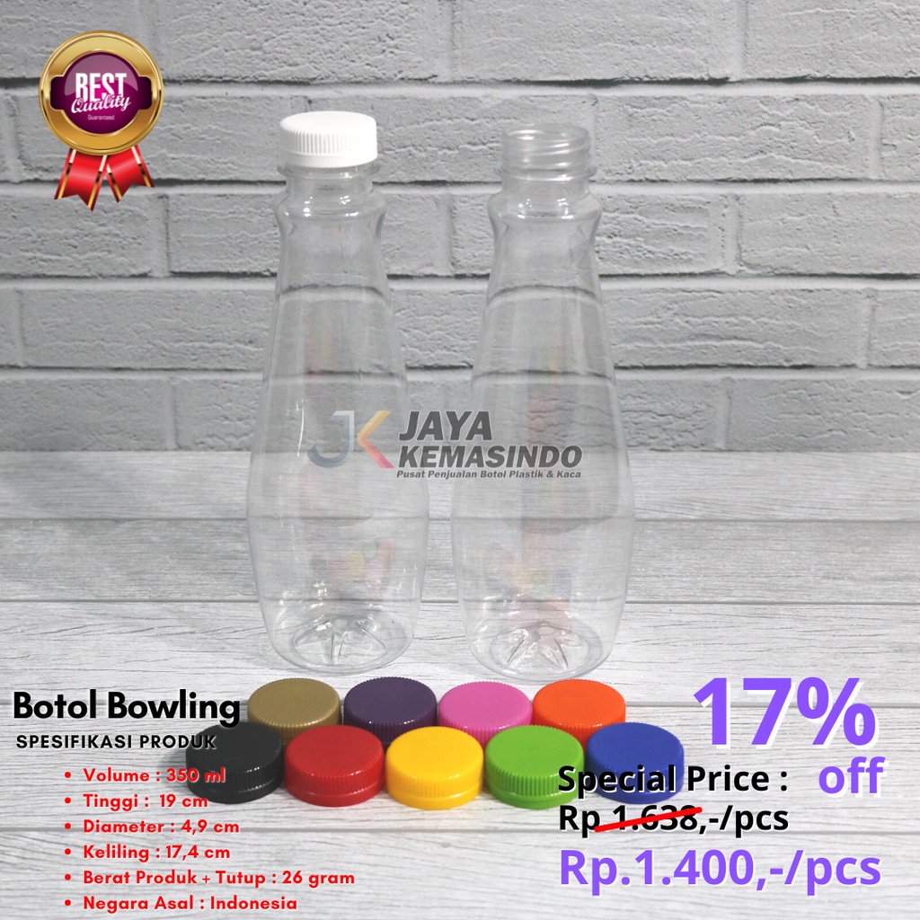 Jual Botol plastik 350ml bowling tutup SN warna warni per 10pcs ...