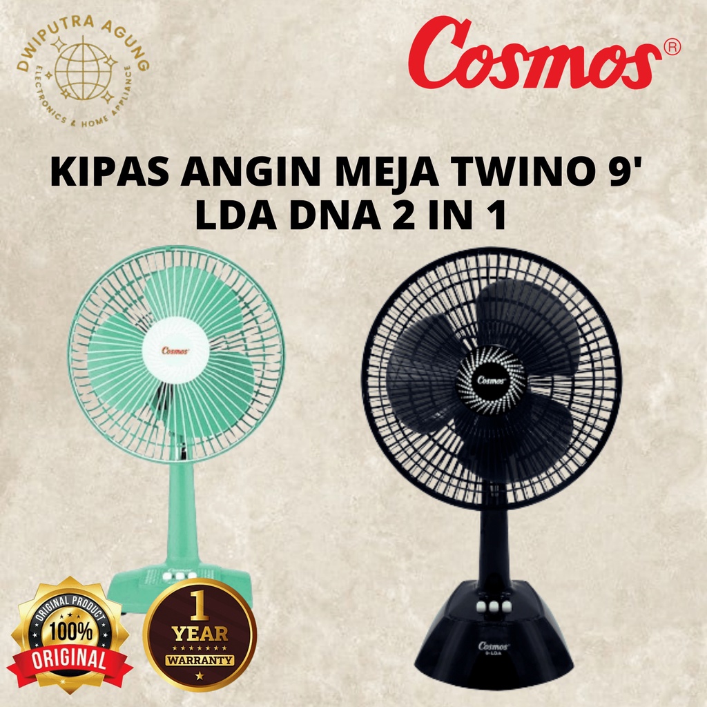 Jual KIPAS ANGIN MEJA COSMOS TWINO 9 LDA / 12 LDA 2 IN 1 DESK AND WALL ...