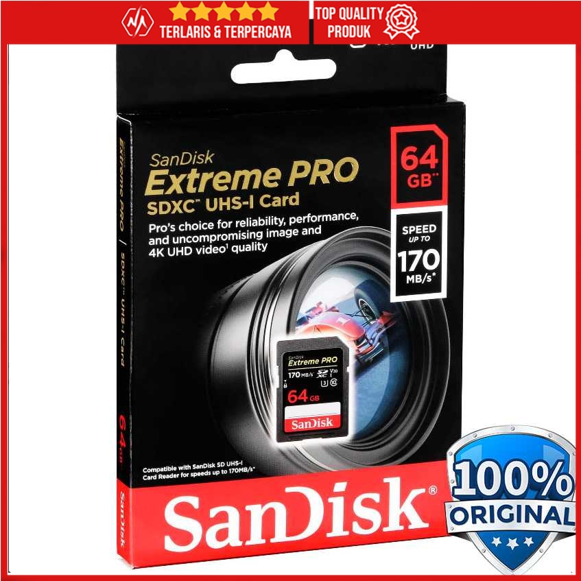 Jual SanDisk Extreme Pro SDXC Card UHS-I U3 V30 Class 10 (170MB/s ...