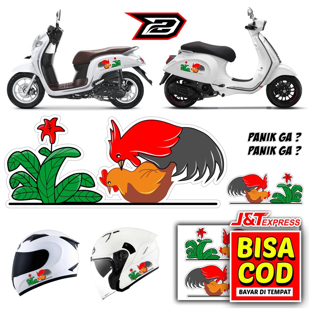 Jual STICKER AYAM JAGO PRINT HELM / SCOOPY / VESPA | Shopee Indonesia