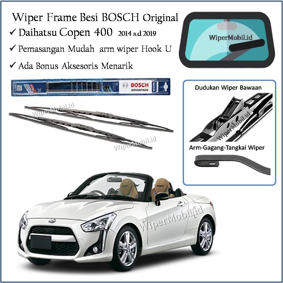 Jual Wiper Frame Besi Bosch Daihatsu Copen LA400 2014 2015 2016 2017 2018 2019 | Shopee Indonesia