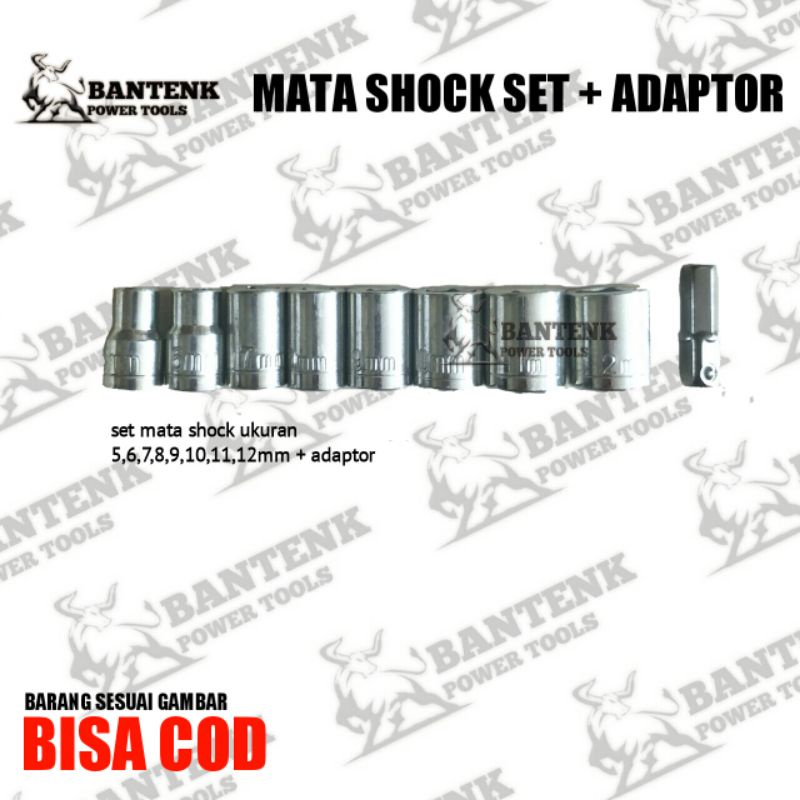 Jual MATA BOR SHOCK 5MM - 12MM + ADAPTOR. MATA BOR SOK. KUNCI SOK BOR ...