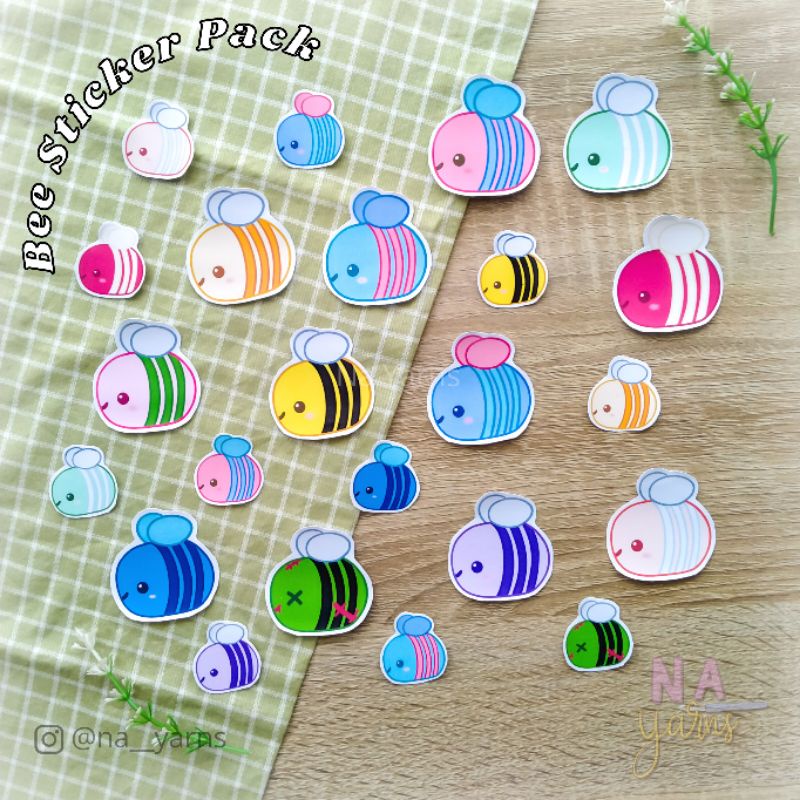 Jual CUTE BEE STICKER PACK NA YARNS / STICKERS LEBAH COLORFUL / GLOSSY ...
