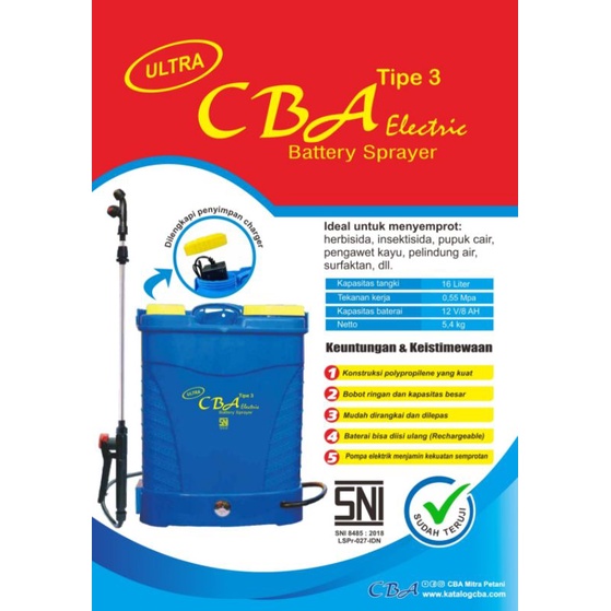 Jual Sprayer CBA Tangki Elektrik 16 Liter Ultra Spreyer Semprot ...