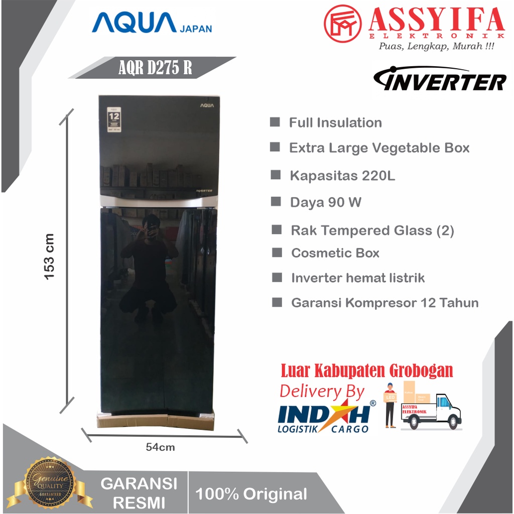 Jual KULKAS AQUA JAPAN 2 PINTU JUMBO INVERTER LOW WATT AQ 285 RAP ...