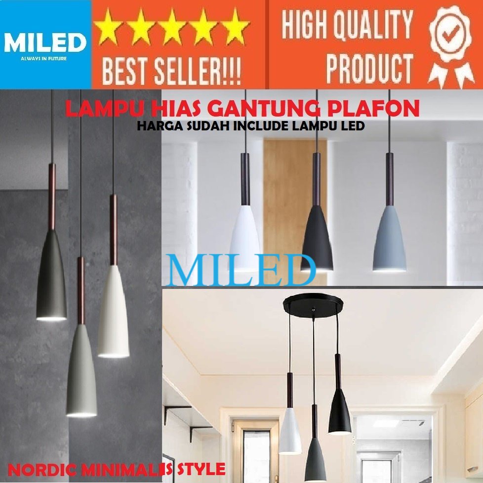 Jual LAMPU GANTUNG LED KOMPLIT SET 3IN1 LAMPU MINIMALIS MODERN / LAMPU ...