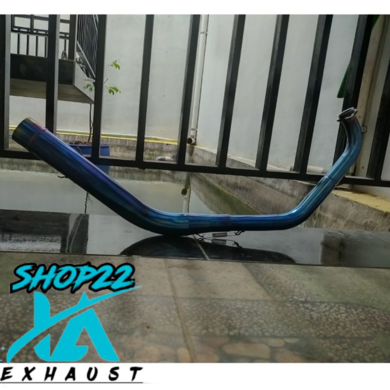 Jual Pipa leher knalpot header full bending blue Yamaha R15 V3 V4 VVA ...