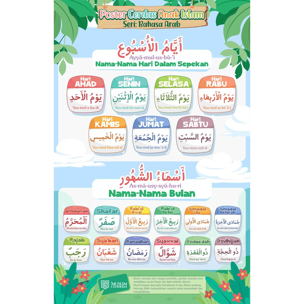 Jual Poster Nama Hari dan Bulan Hijriyah Poster Edukasi Anak Islam ...