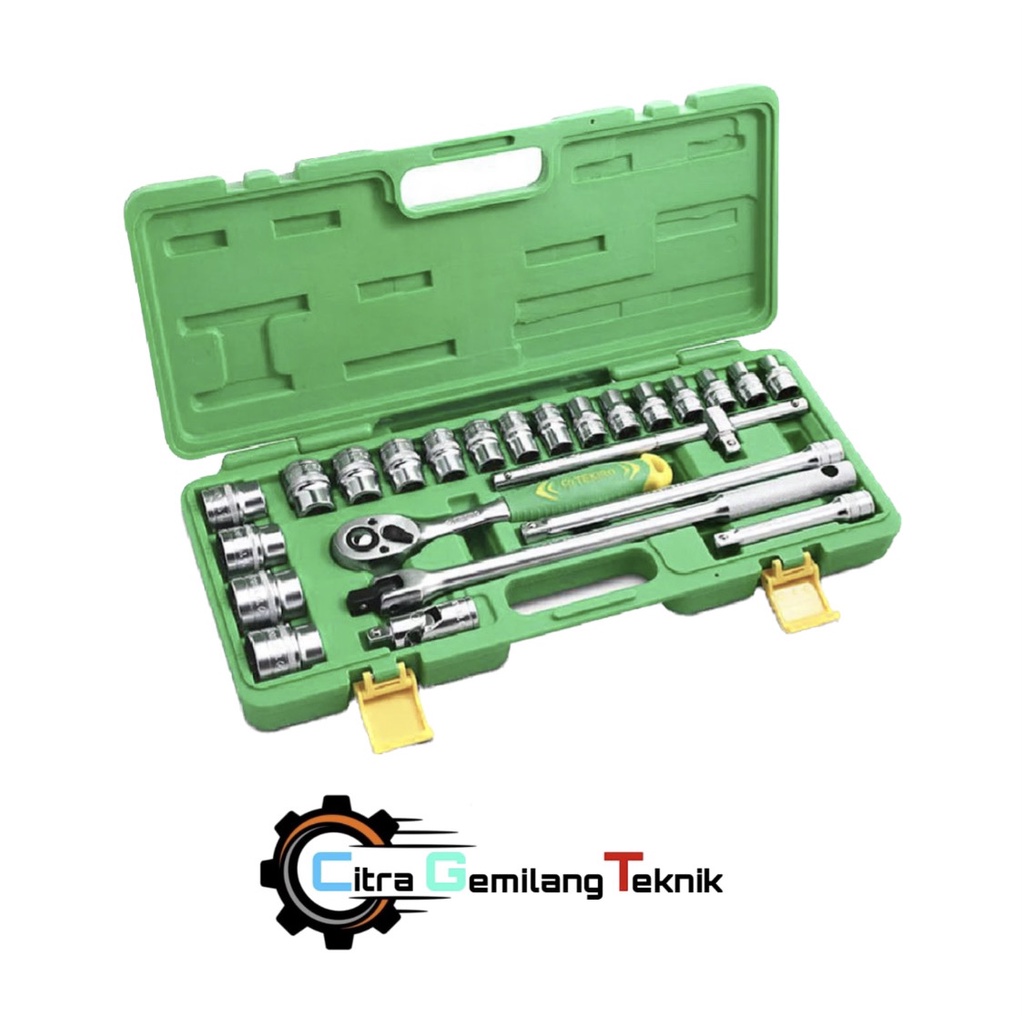 Jual Tekiro hand socket set 24 pcs 3/8"- 1 1/4"/ kunci sock set tekiro SC-SE0614 | Shopee Indonesia