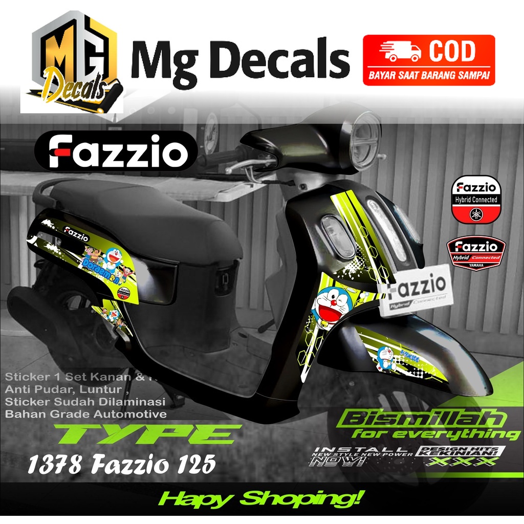 Jual 1378 Stiker Striping List Variasi Motor YAMAHA FAZZIO 125 Motif Grafis Doraemon MG DECALS ...