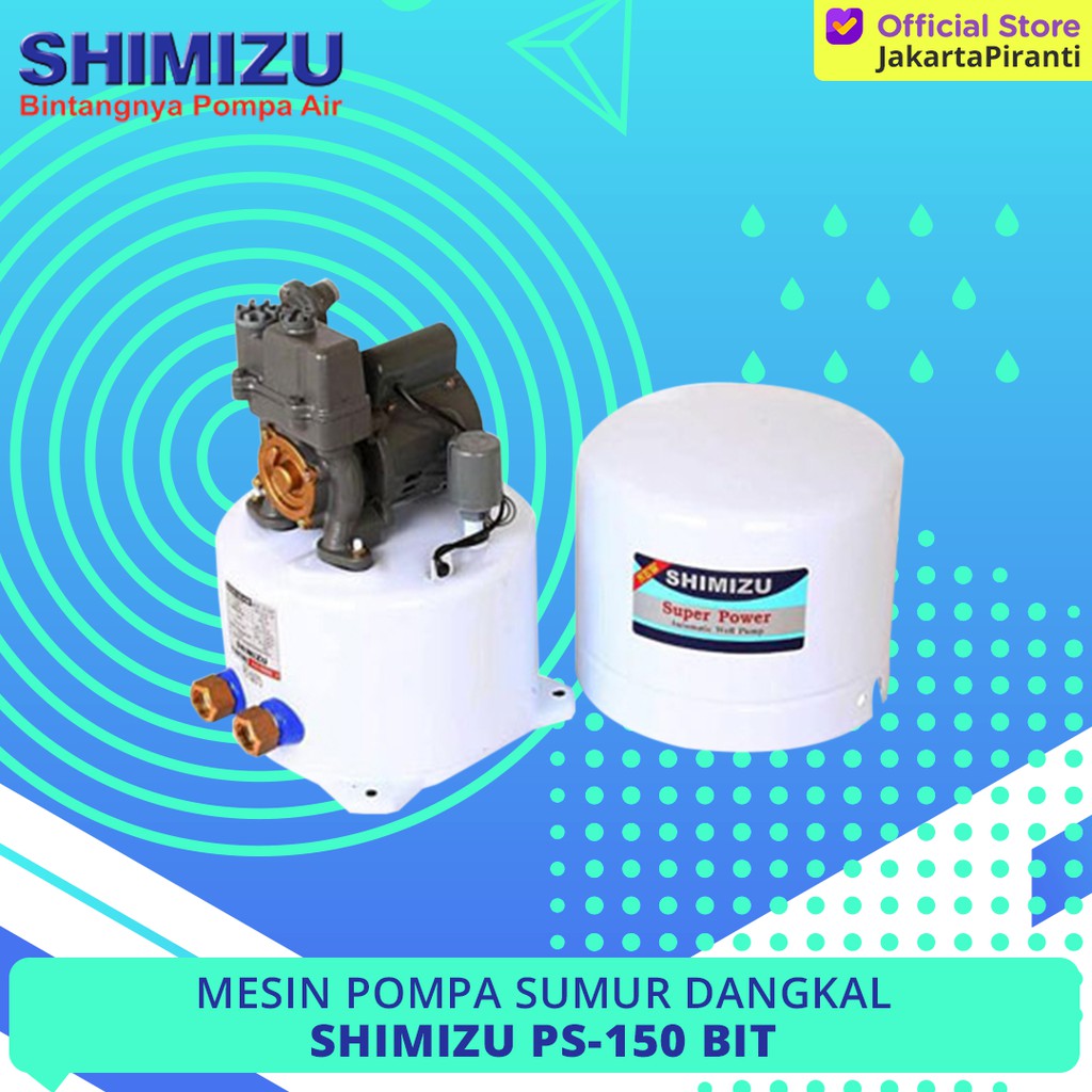 Jual Mesin Pompa Air Sumur Dangkal Otomatis Tabung Bawah 150 Watt Shimizu PS 150 BIT | Shopee ...