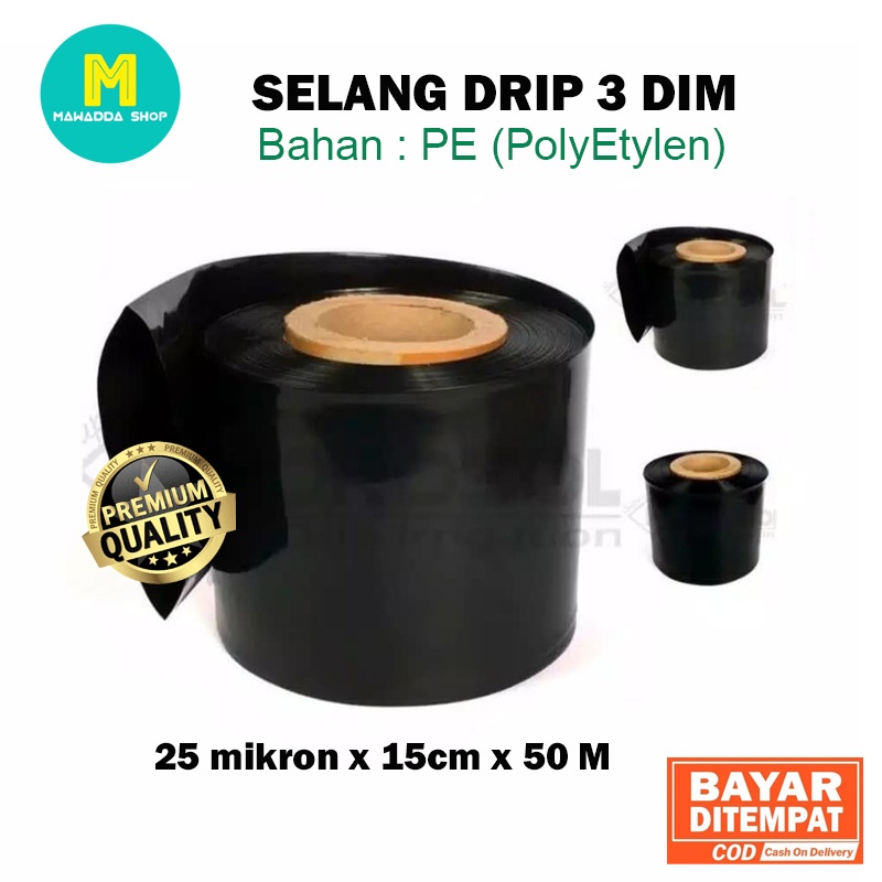 Jual Selang Drip Irigasi 3 Dim in inch 25 mikron induk x 15cm x 50 Meter | Shopee Indonesia