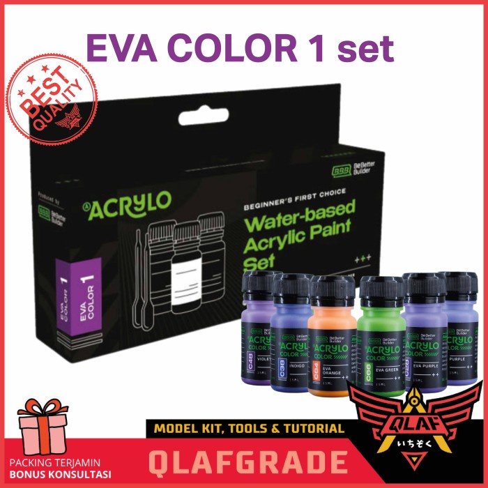 Jual ACRYLO EVA 1 COLOR SET Paket Cat Gundam Starter Kit model diorama ...