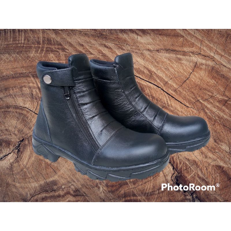 Jual Sepatu pdh safety kulit asli sepatu boots safety | Shopee Indonesia