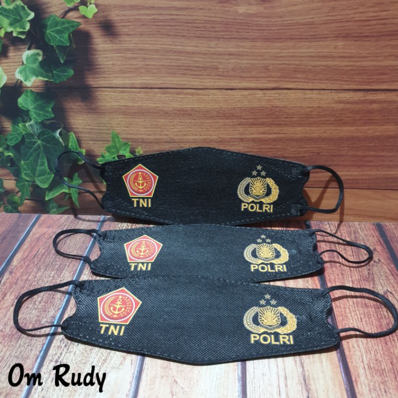 Jual Masker Kf94 Kf94 Kn 94 Kn94 4 Ply Warna Hitam Logo Tni Polri 1 Pcs ...