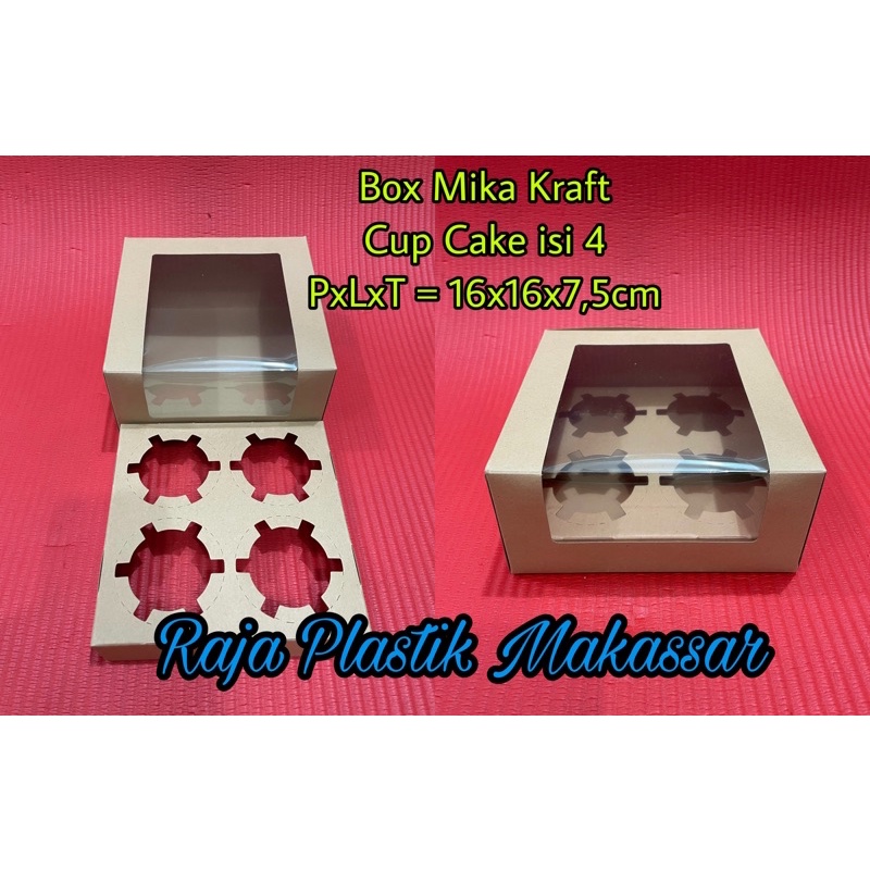 Jual Box kue / Dos cake / Box mika kraft cup cake isi 4 | Shopee Indonesia