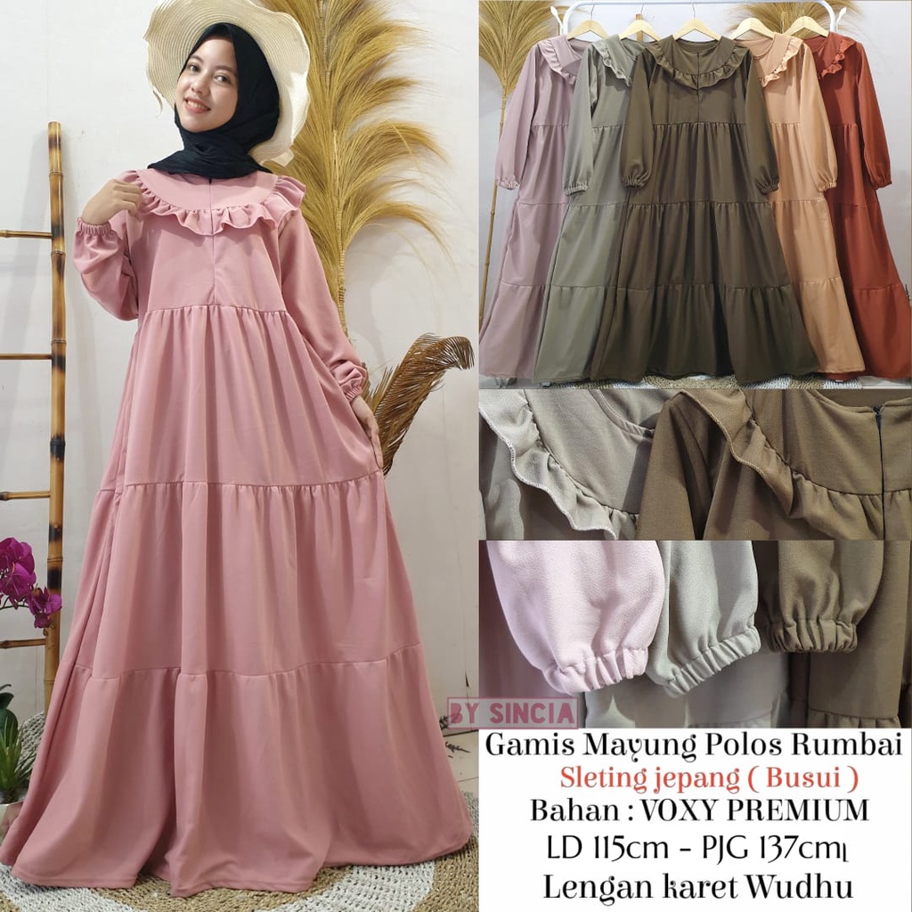 Jual Gamis jumbo mayung busui rumbai rempel 3 susun bahan voxy premium ...