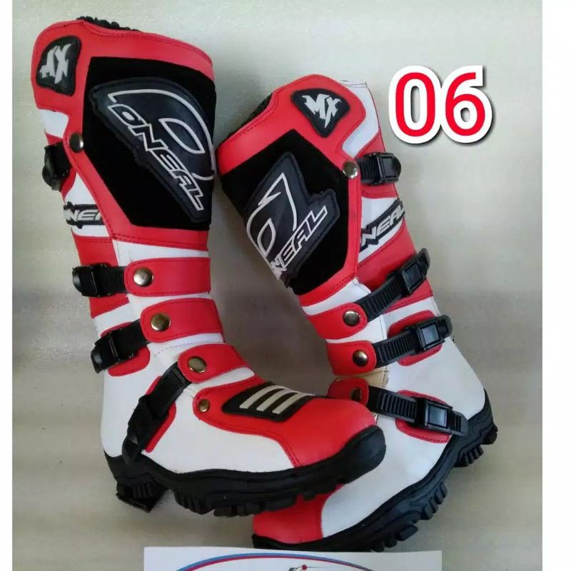 Jual Sepatu Trail Motorcross Oneal Merah putih | Shopee Indonesia