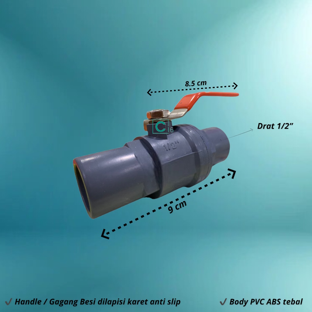 Jual Ball Valve PVC Gagang Besi 1/2 Inci 3/4 inci 1 inci / Stop Kran Pipa Ballvalve / Stop Keran ...