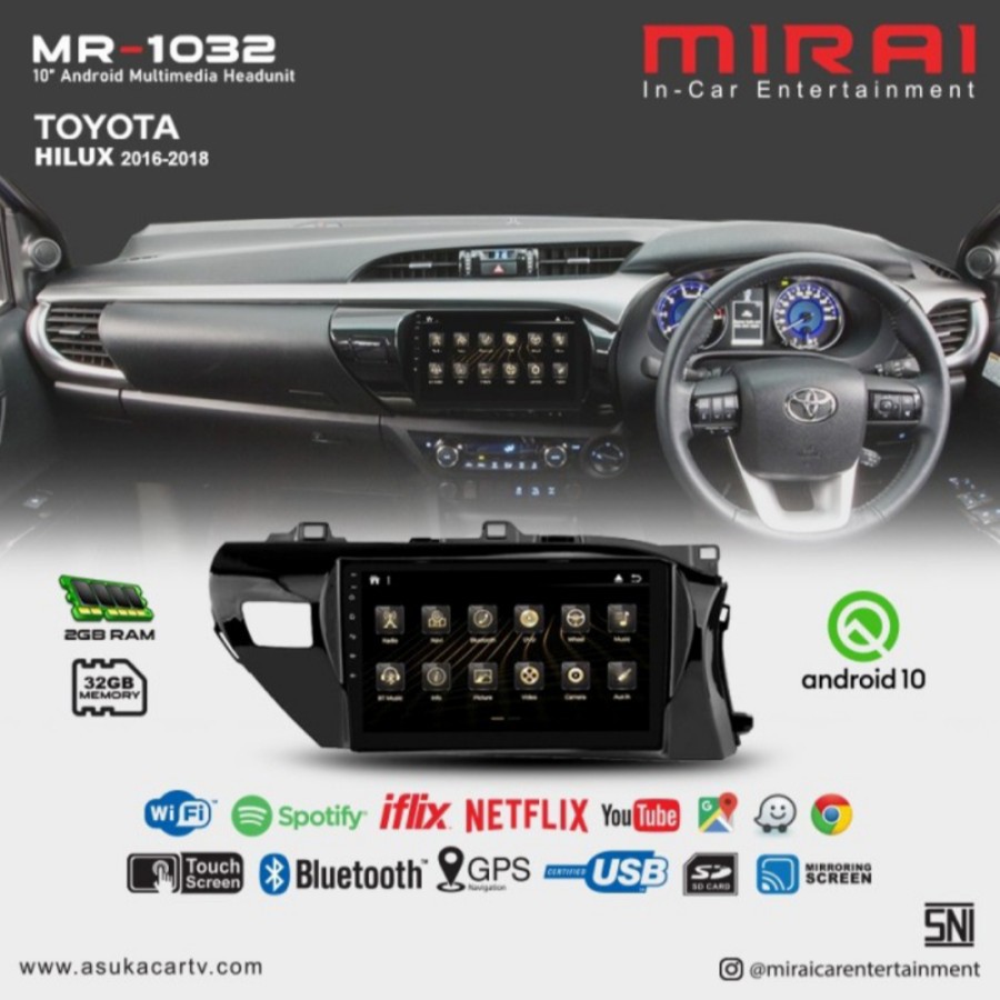 Jual Head unit android 9inch Mirai 1032 CP Toyota Hilux 2013 By Asuka ...